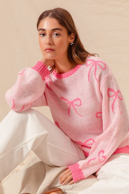 Demure And Cutesy Pink Sweater – Love The Happy Place