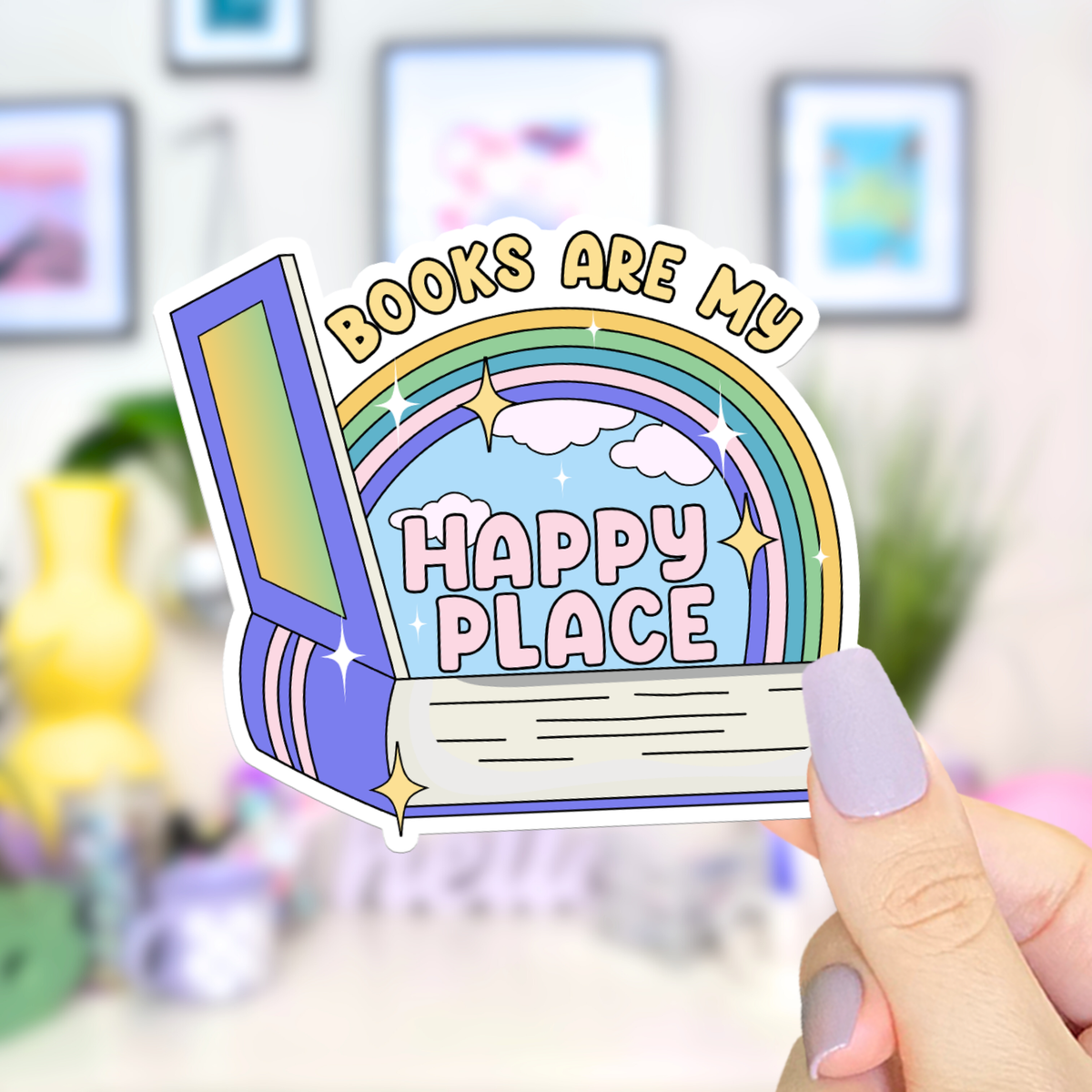 Books Are My Happy Place Sticker – Love The Happy Place