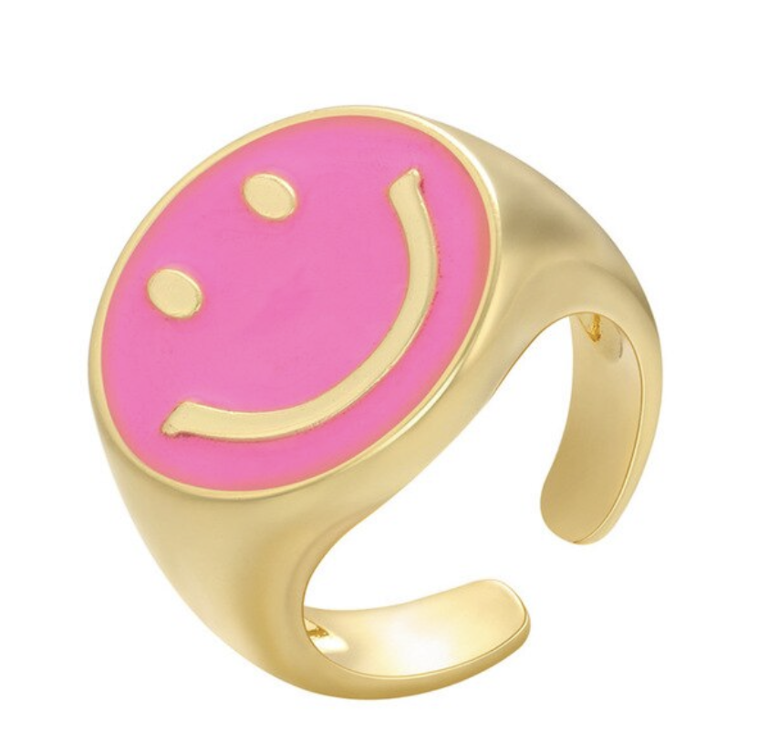 Cute Smiling Face Ring - Pink – Love The Happy Place